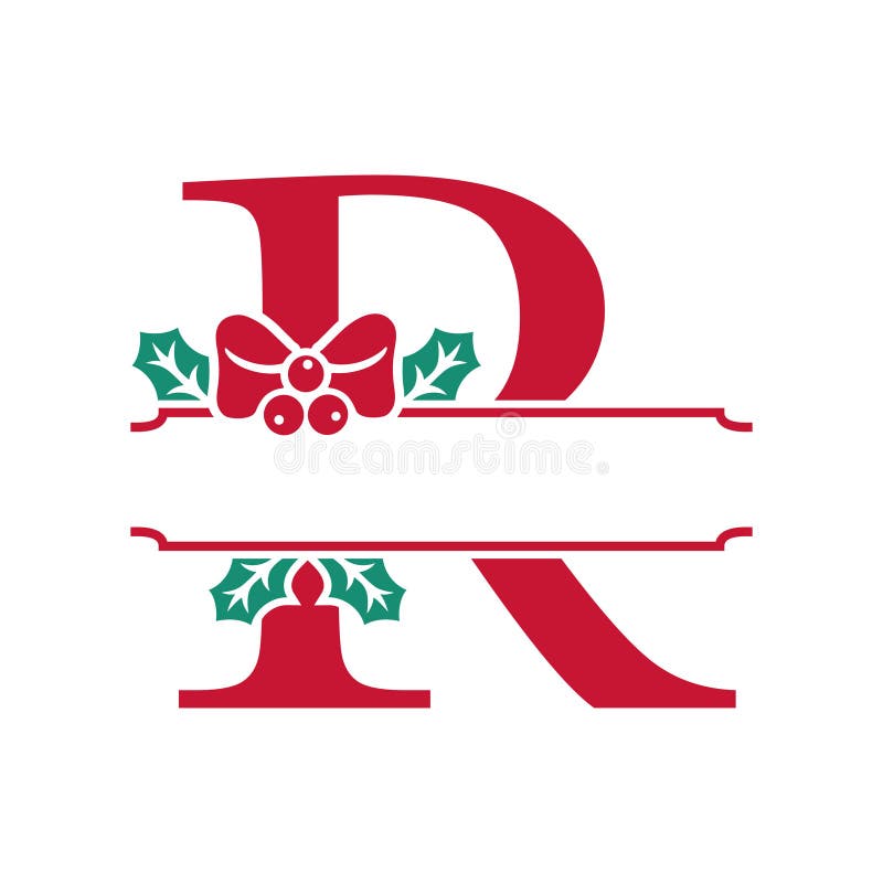 Vector Festive, Decorative Split Letter R Monogram with Christmas ...