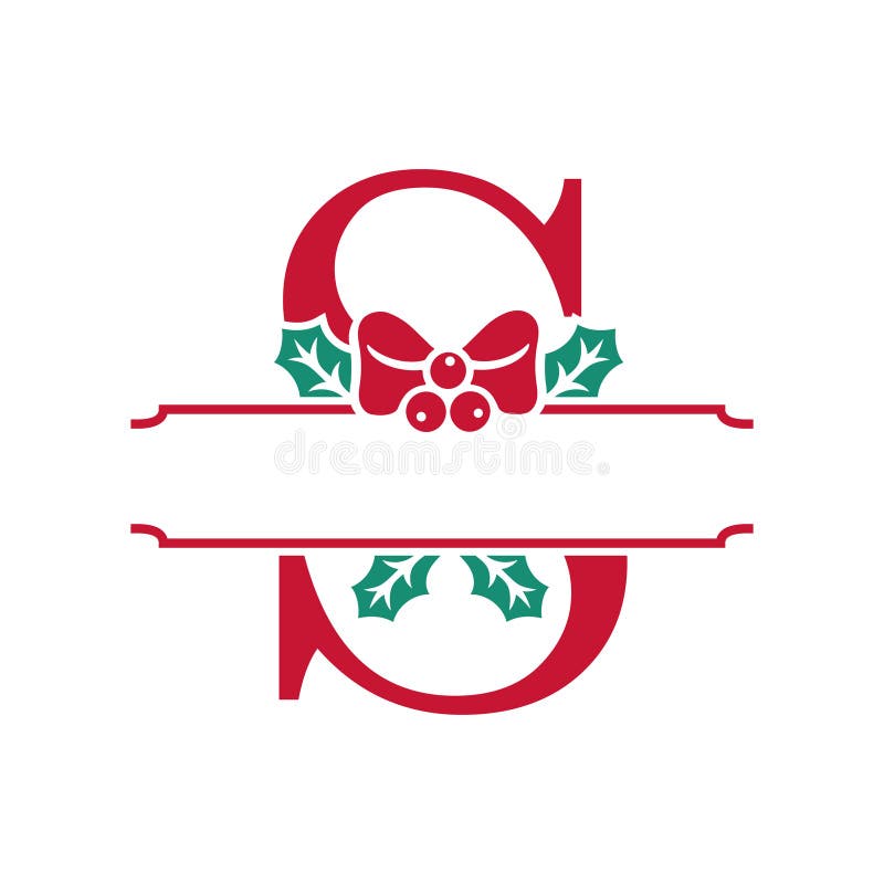 Vector Festive, Decorative Split Letter S Monogram with Christmas ...