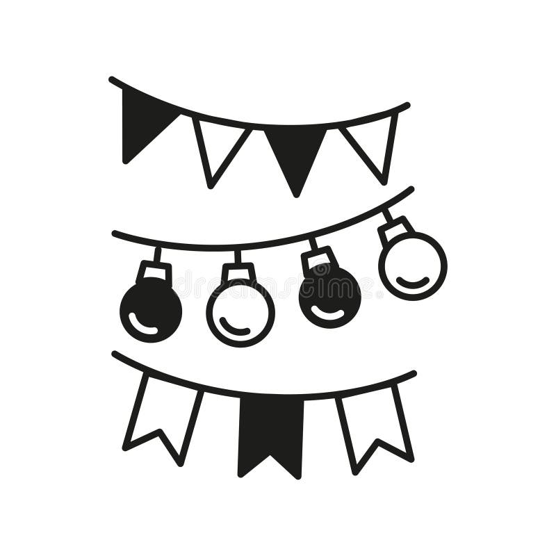 Vector Festive Logo Design. Black and White Festive Garland Icon Stock ...