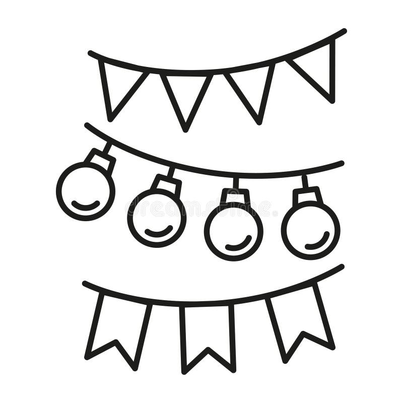 Vector Festive Logo Design. Black and White Festive Garland Icon Stock ...
