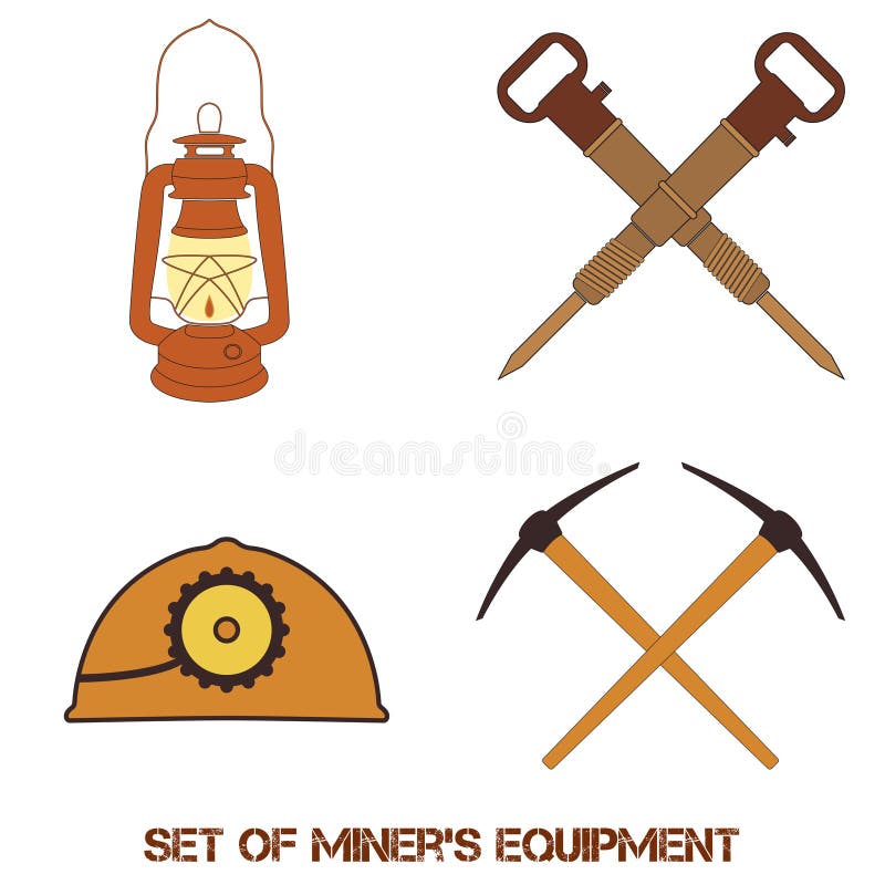 Vector Fijado De Las Herramientas De La Mina Ilustración del Vector ...