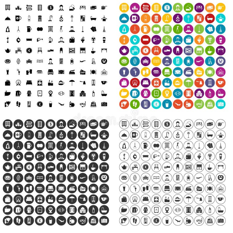 100 Vector Fijado Del Mesón Iconos Variable Ilustración del Vector ...