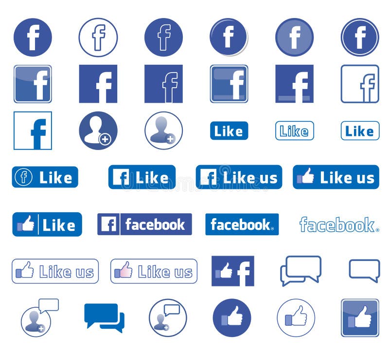 Vector Fijado Iconos De Facebook Foto editorial - Ilustración de siga ...