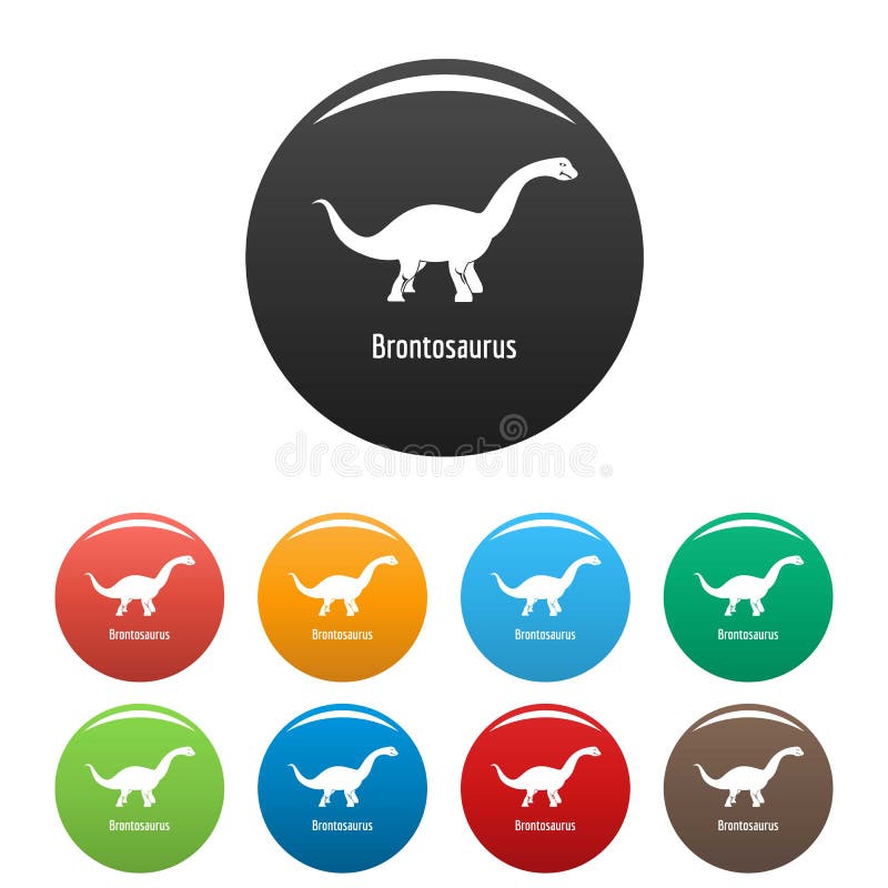 Vector Fijado Iconos Del Color Del Brontosaurus Ilustración del Vector ...