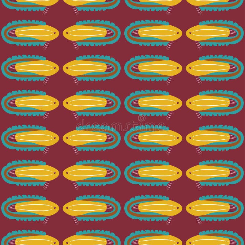 Golden Fish Blender Seamless Repeat Pattern Stock Vector - Illustration ...