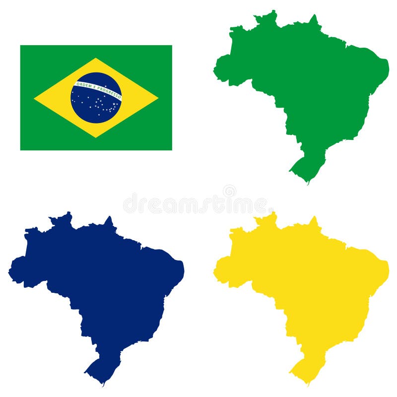Brazil Flag And Map Federative Republic Of Brazil Stock Vector