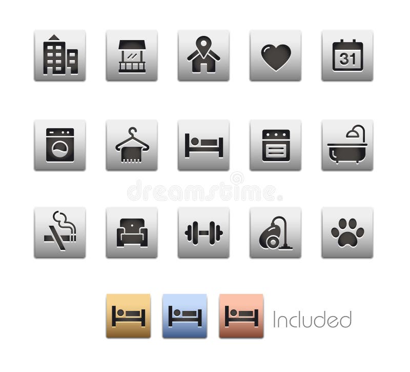 Hotel and Rentals Icons 2 of 2 // Metal Box Stock Vector - Illustration ...