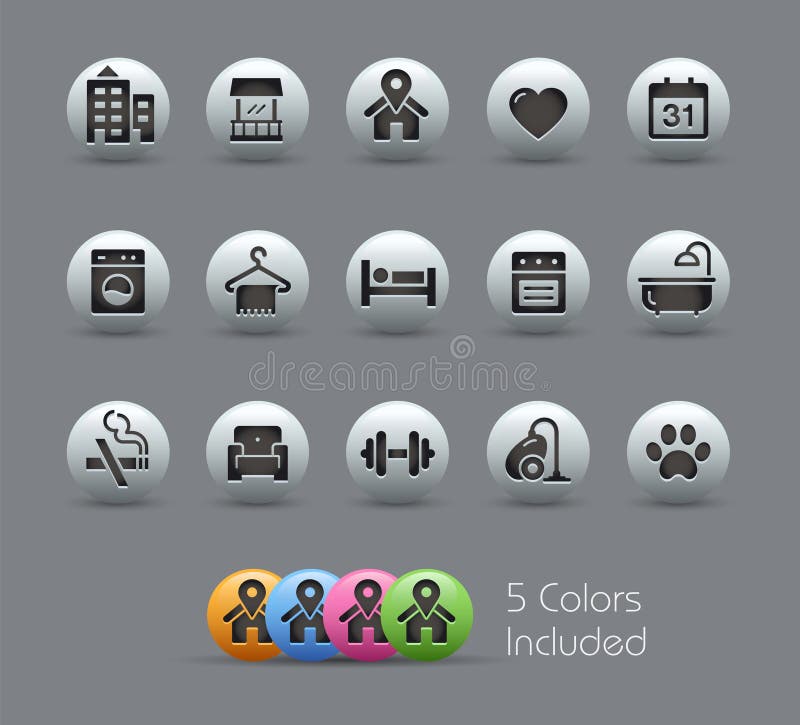 Hotel & Rentals Icons 2 of 2 // Pearly Series Stock Vector ...