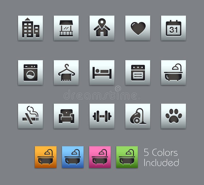 Hotel and Rentals Icons 2 of 2 // Satinbox Series Stock Vector ...