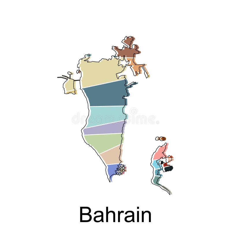 Vector File Map of Bahrain, Iran Regions Map Illustration Design ...