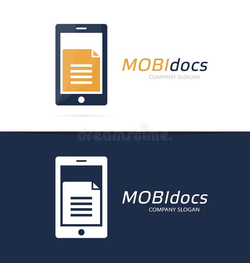 Vector File and Phone Logo Combination. Document and Mobile Symbol or ...