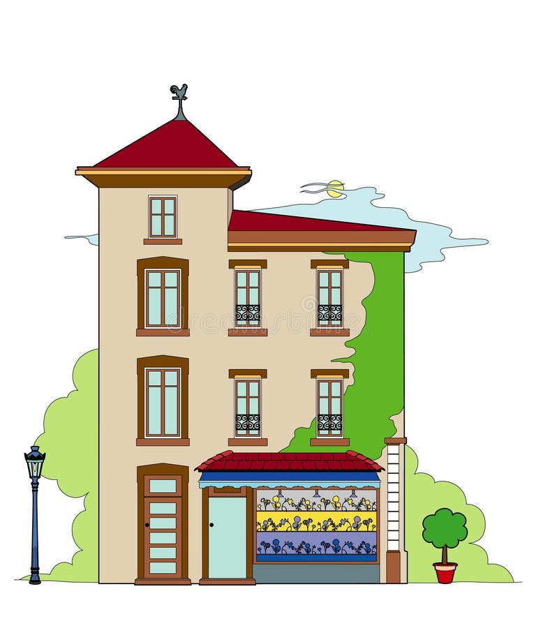 Vintage building drawing stock vector. Illustration of construction ...