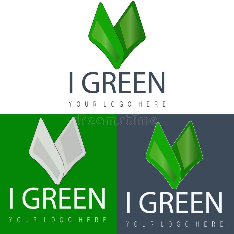 I Green Logo Vector Editable Design Design Stock Vector - Illustration ...