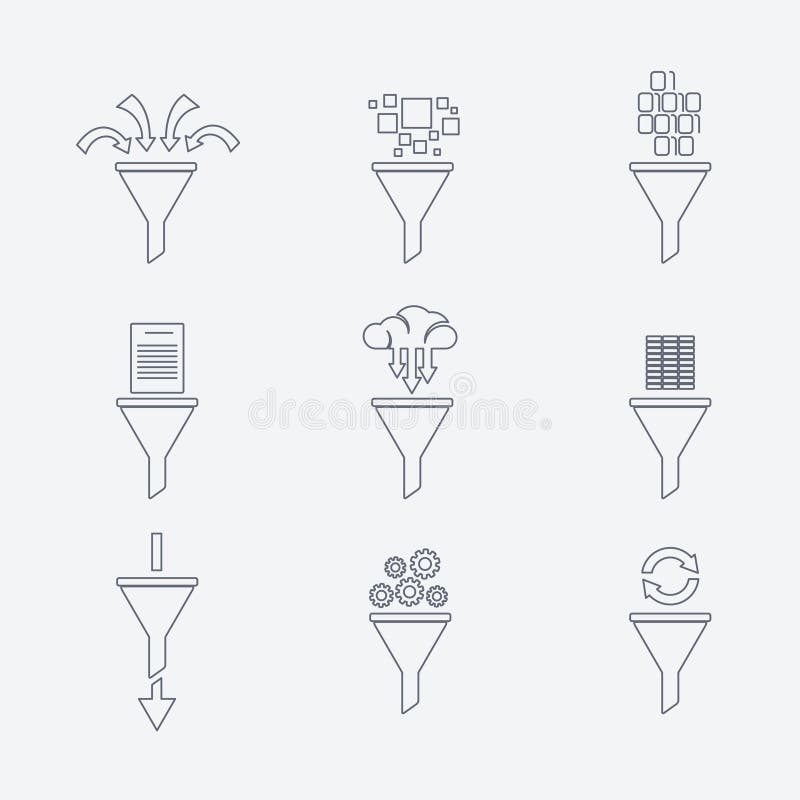 Data Filter and Data Transfer Icons Stock Vector - Illustration of icon ...