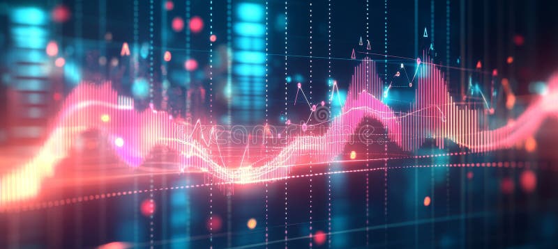 Vector Financial Chart with Upward Trend, Data Points. Financial Market ...