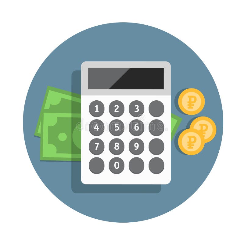 Vector Financial Icon in Flat Style with Money and Calculator Stock ...