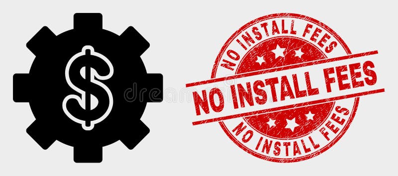 Vector Financial Settings Icon and Grunge No Install Fees Stamp Stock ...