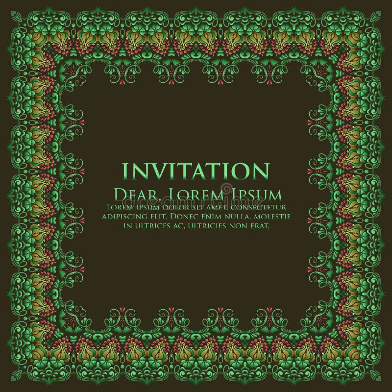 Vector Fine Floral Square Frame. Decorative Element for Invitations and ...