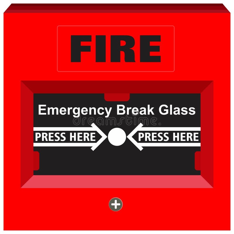 Vector Fire Alarm Emergency Break Glass Press Here Warning Tool Stock ...