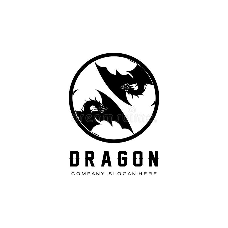 Vector Fire Dragon Logo Icon, Scary Legend Winged Animal, Illustration ...