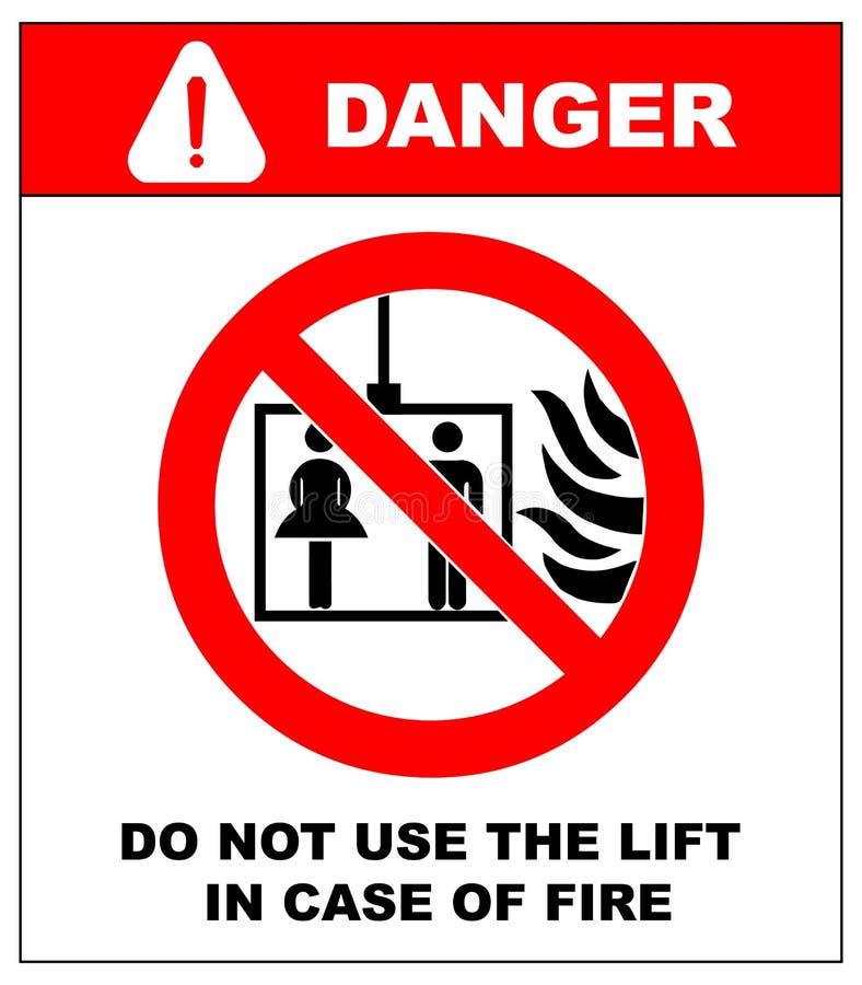 Vector Fire Emergency Icons. Do Not Use the Lift in Case of Fire. Stock ...