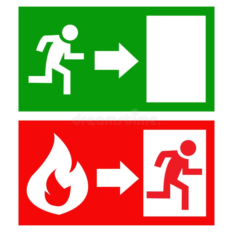 Vector fire exit signs stock vector. Illustration of emergency - 31515786