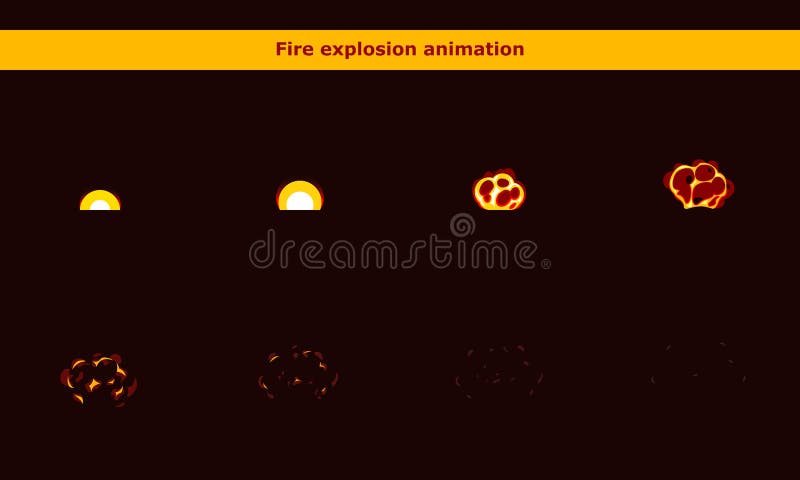 Fire Explosion Animation Frames for Cartoon Game Stock Vector ...