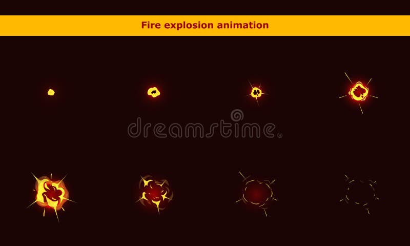 Fire Explosion Animation Frames for Cartoon Game Stock Vector ...