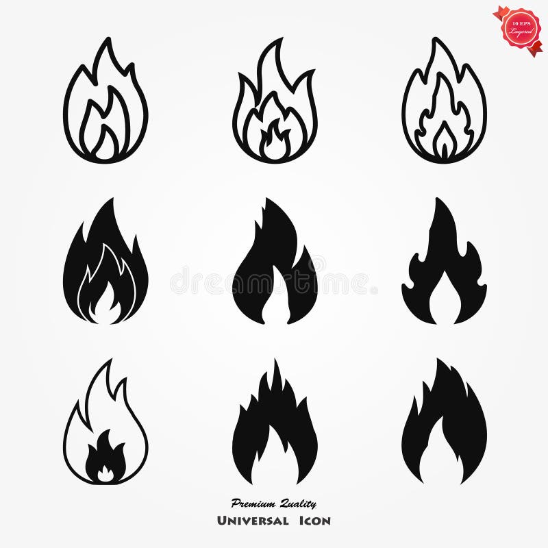 Vector Fire Flame, Fire Icon, Hot Burn Symbol Stock Vector ...