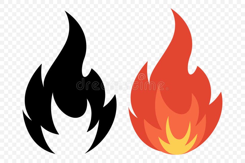 Vector Fire Flame Icon Set. Isolated Campfire, Bonfire, Flame Sign ...