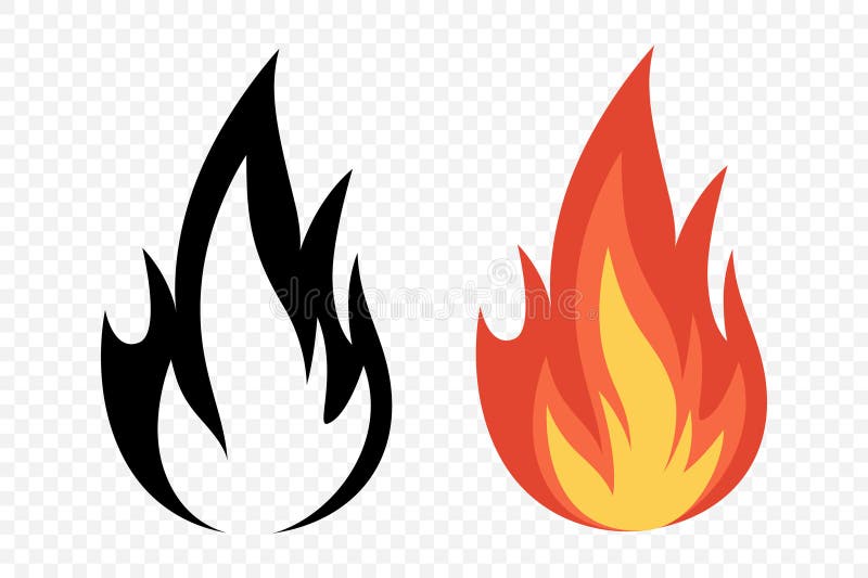 Vector Fire Flame Icon Set. Isolated Campfire, Bonfire, Flame Sign ...