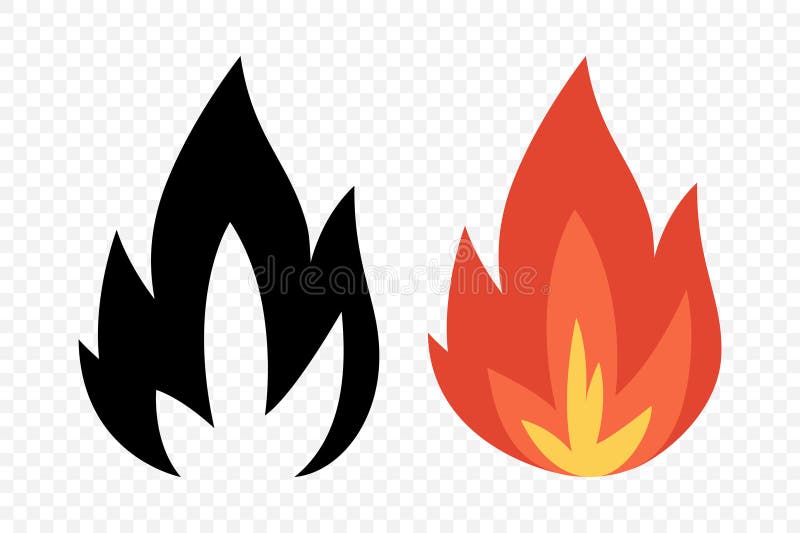 Vector Fire Flame Isolated Icon Set. Campfire, Bonfire, Flame Sign ...