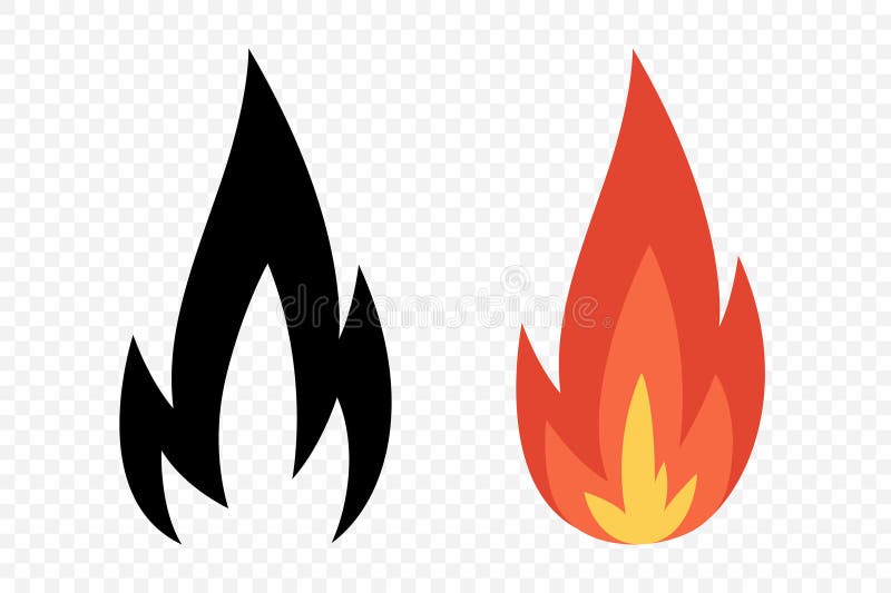 Vector Fire Flame Isolated Icon Set. Campfire, Bonfire, Flame Sign ...