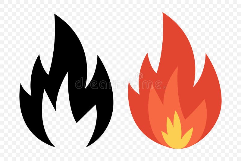 Vector Fire Flame Isolated Icon Set. Campfire, Bonfire, Flame Sign ...