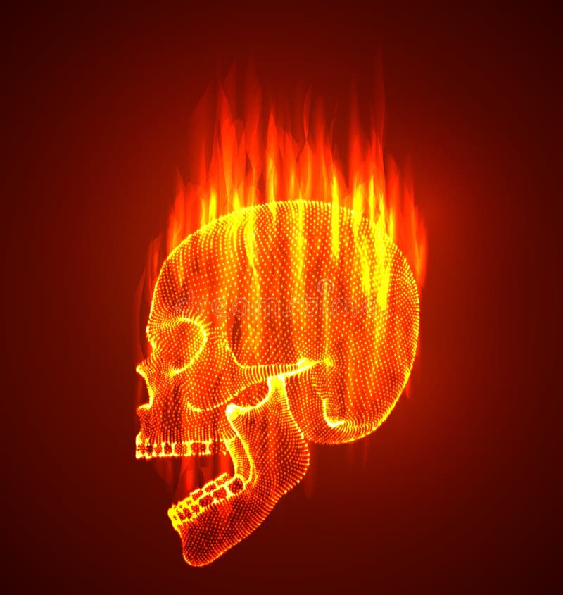 Vector Fire Skull On Red Background Subculture Stock Vector Illustration Of Hardcore