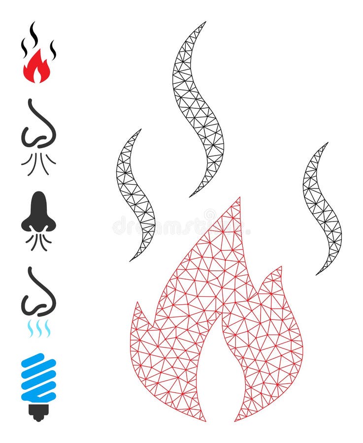 Mesh Wireframe Fire Smoke Icon Stock Vector - Illustration of explosion ...