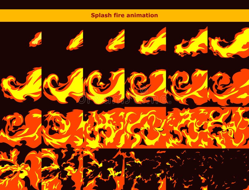 Fire Splash Explosion Animation Frames for Cartoon Game Stock Vector ...