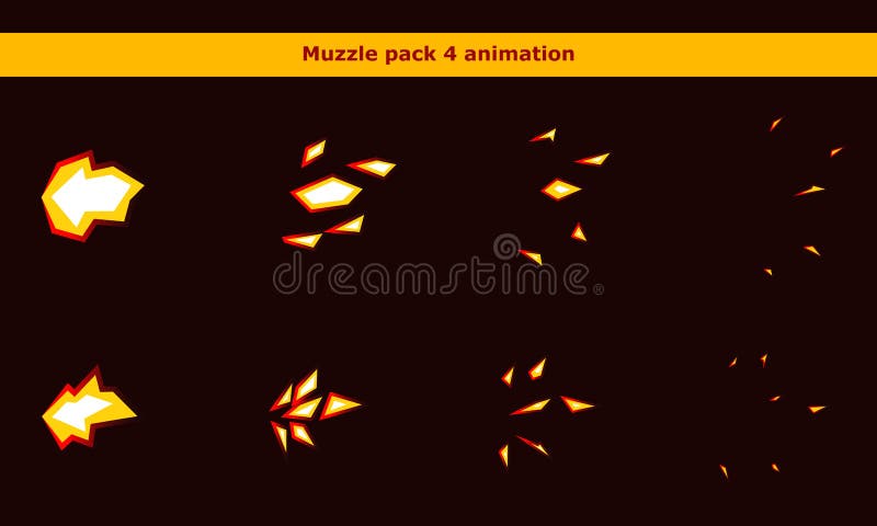 Fire Weapon Muzzle Animation Frames for Cartoon Game Stock Vector ...