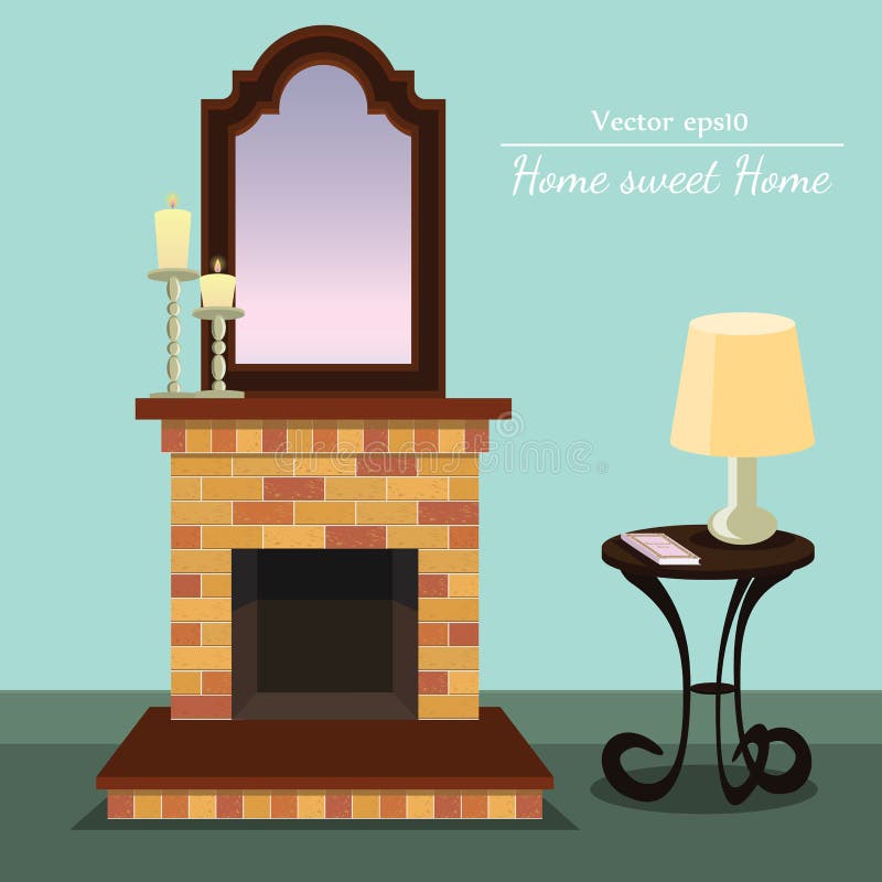 Vector Fireplace. Home Sweet Home. Coffee Table. Stock Vector ...