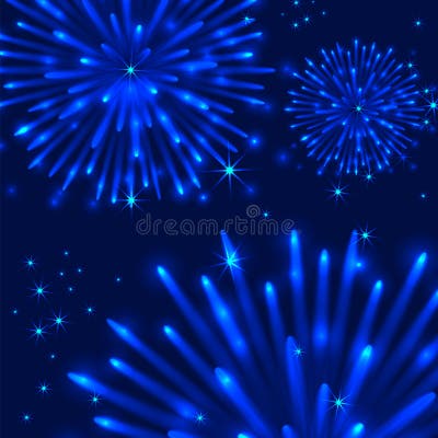 Vector Fireworks on Blue Background Stock Vector - Illustration of fire ...