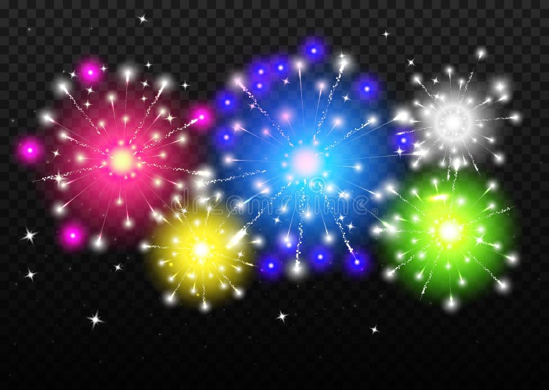 Vector Fireworks Set with Transparency. Colorful Template. Stock Vector ...