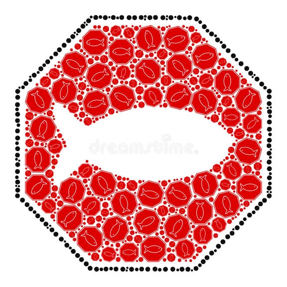 Fish Danger Octagon Recursive Icon Mosaic of Self Items Stock Vector ...