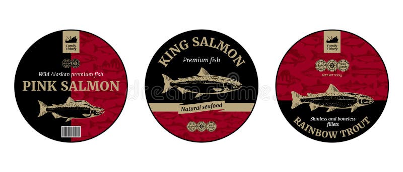 Vector Fish Round Labels and Design Elements Stock Vector ...