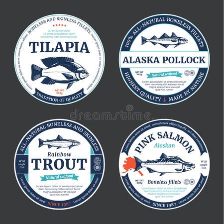 Vector Fish Round Labels and Design Elements Stock Vector ...