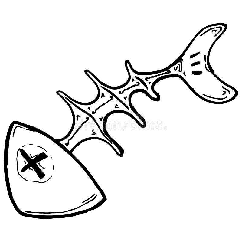 Skeleton from the Fish. Vector of a Fish Skeleton. Hand Drawn Doodle ...