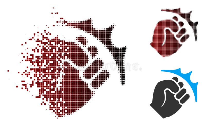 Destructed Pixel Halftone Fist Strike Icon Stock Vector - Illustration ...