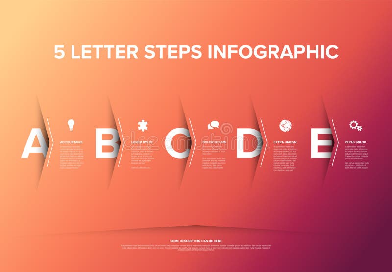 Vector Five Steps Progress or Options Template with Big Arrows and ...