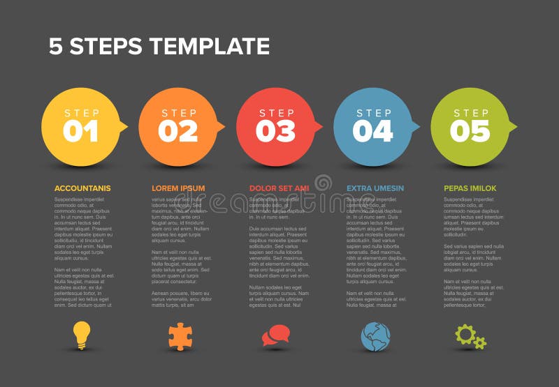 Five Steps Cycle Template Infographic Stock Vector - Illustration of ...
