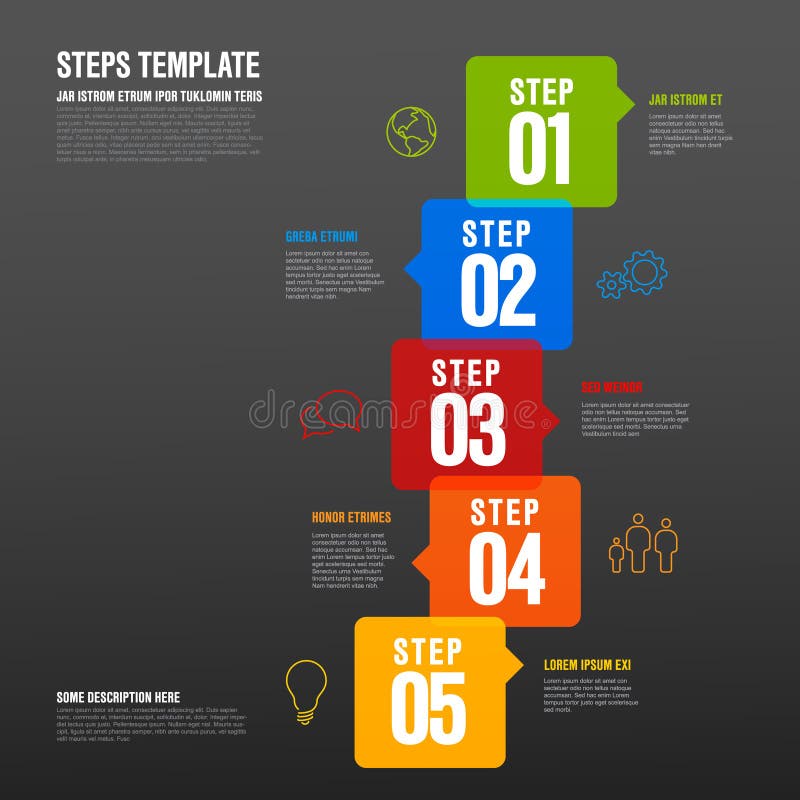 Vector five steps template stock vector. Illustration of path - 136957001