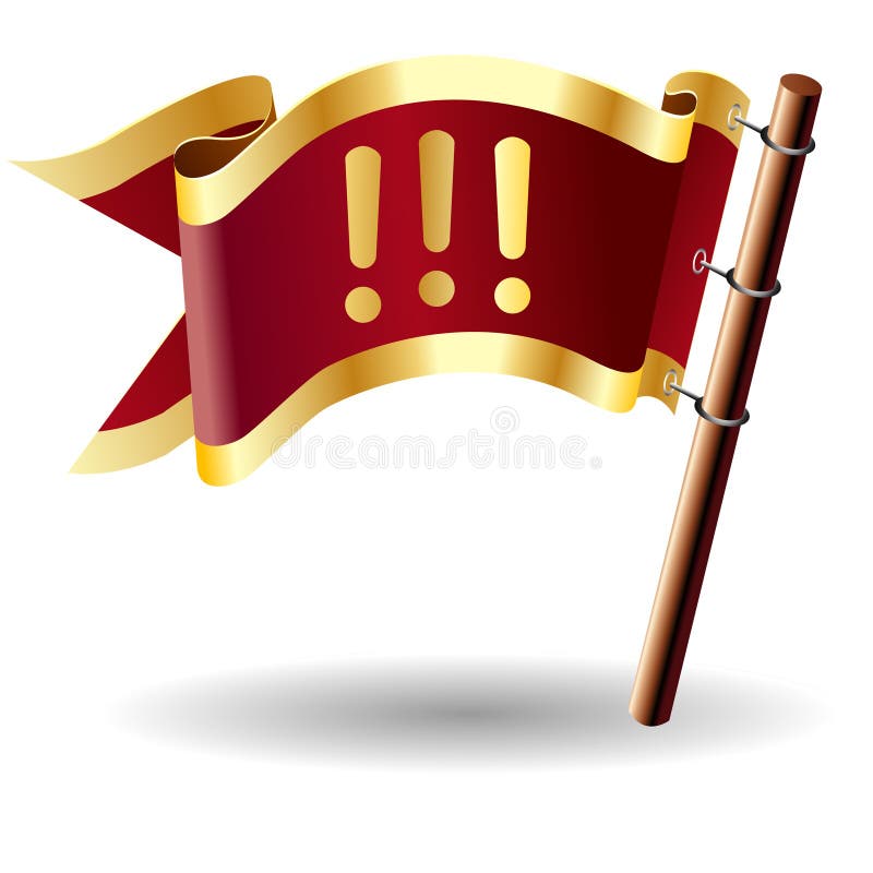 Vector Flag Button with Exclamation Point Icon Stock Vector ...